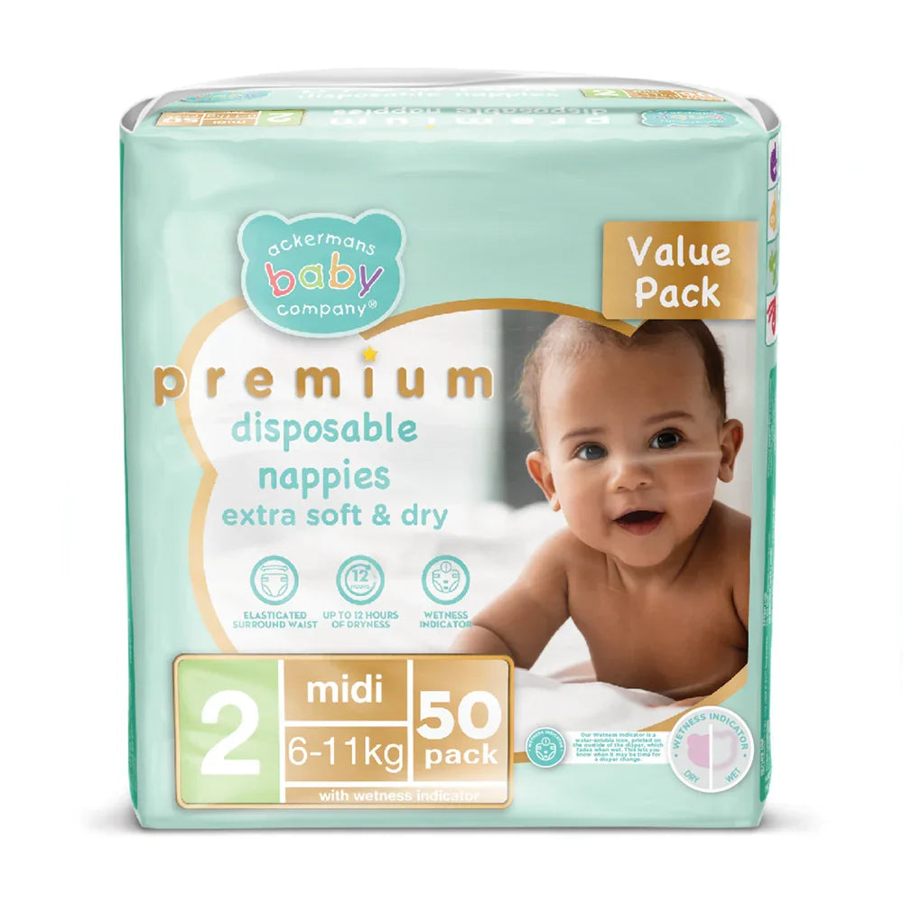 Abc Premium Midi Nappies Size 2 50'S – Nappies & Wipes | Ackermans