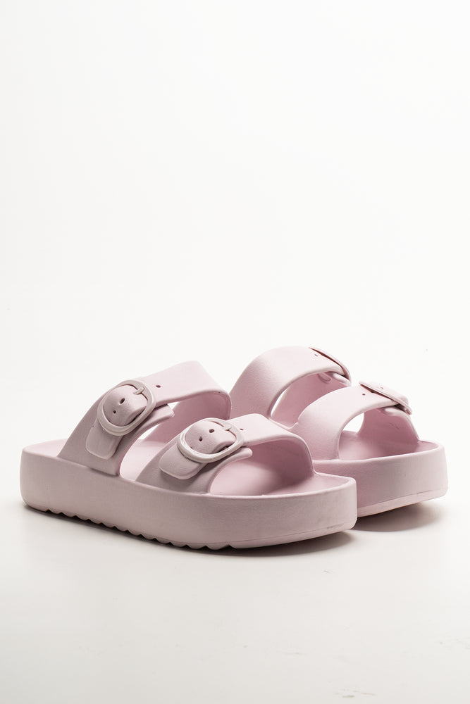 Double Buckle Slides Pink | Shoes | Ackermans
