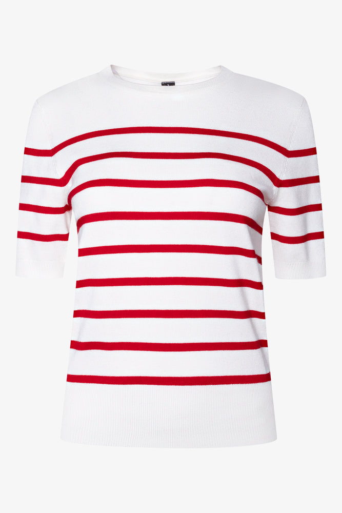 Ballerina Sleeve Crew Neck Stripe Top Red And W... | Knitwear & Jerseys ...