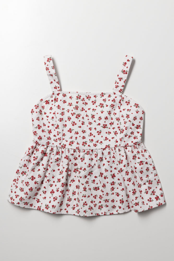 Strappy Top White And Red | Tops & T-Shirts | Ackermans